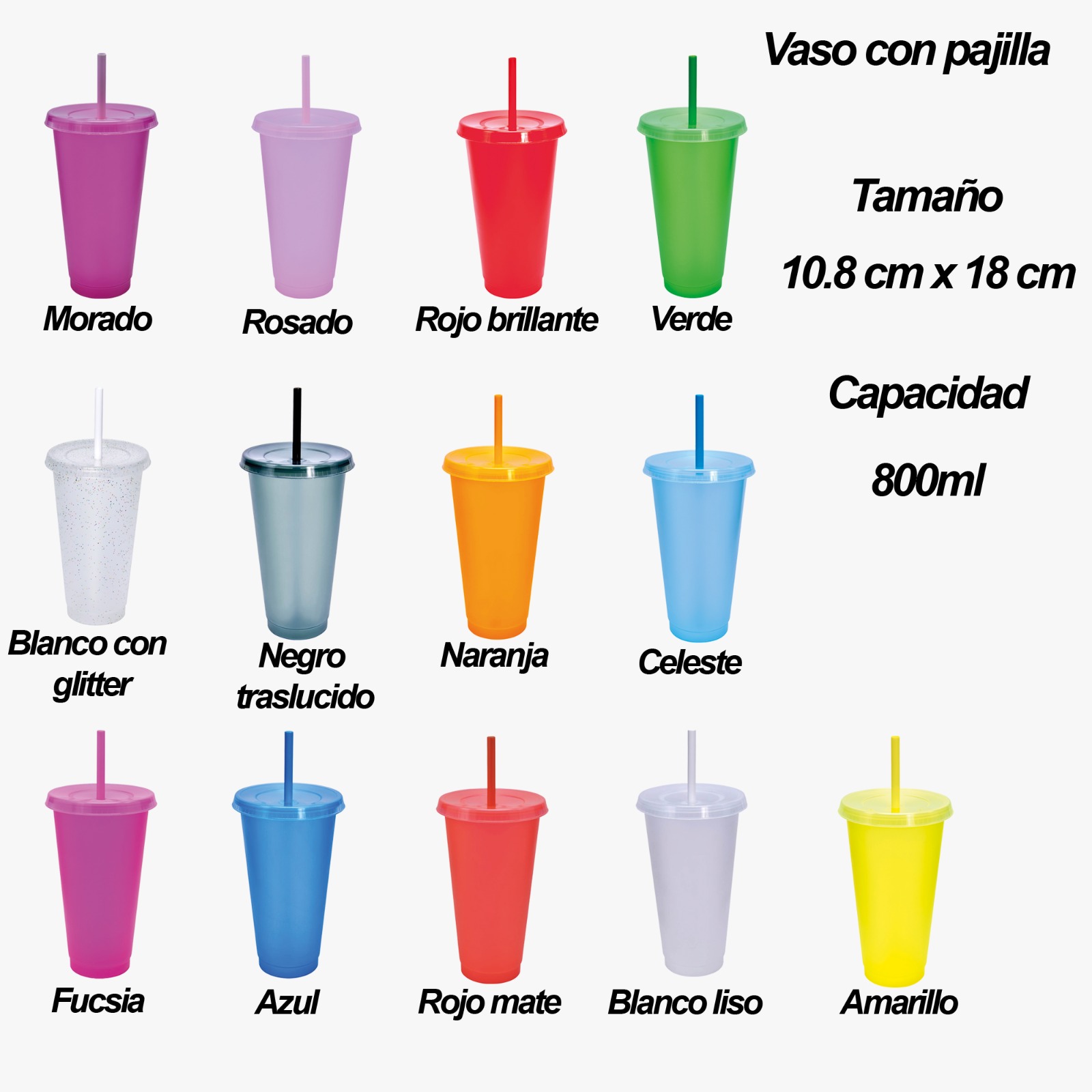 vaso plástico con pajilla - IMAGINA DISEÑA REALIZA