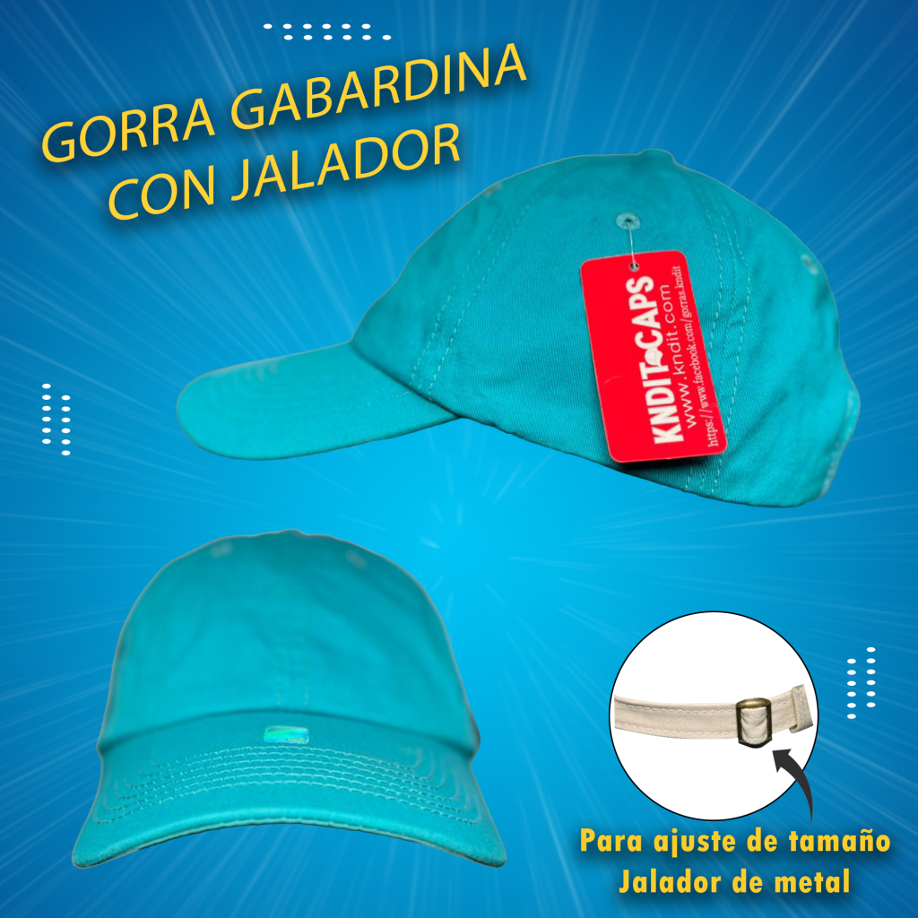 gorra gabardina con ajuste de jalador turquesa - IMAGINA DISEÑA REALIZA